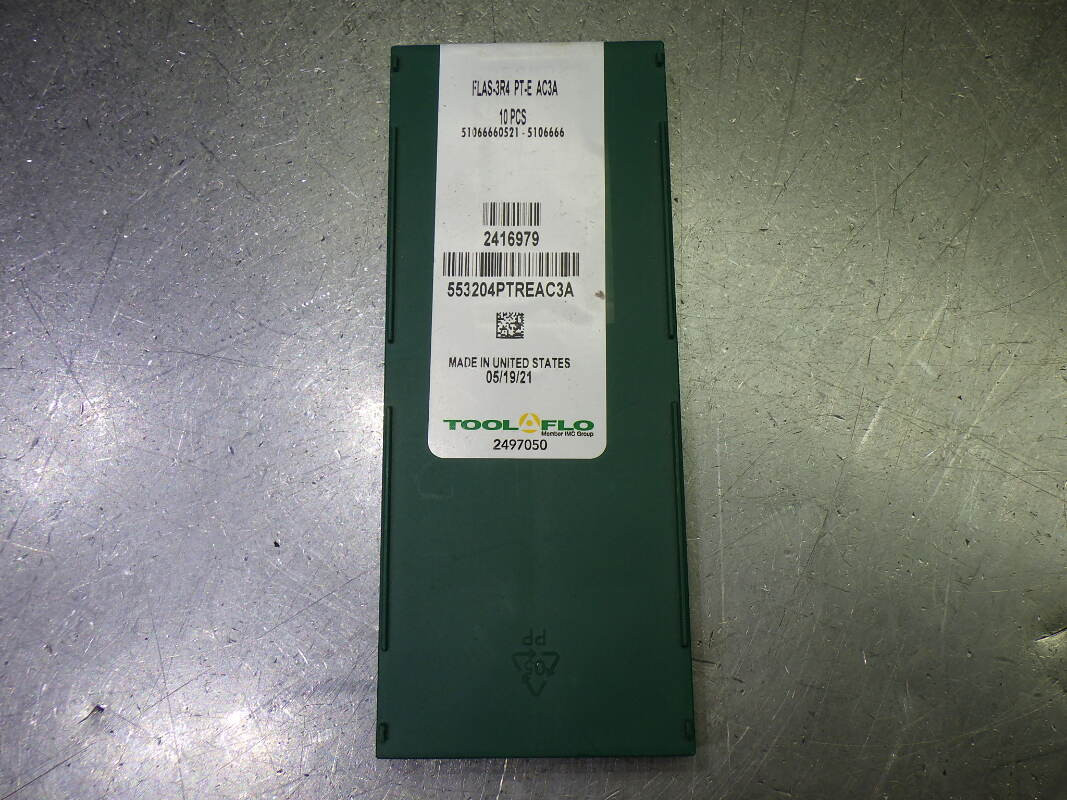 Tool-Flo Carbide Grooving Inserts QTY10 FLAS-3R4 PT-E AC3A (LOC2774B ...