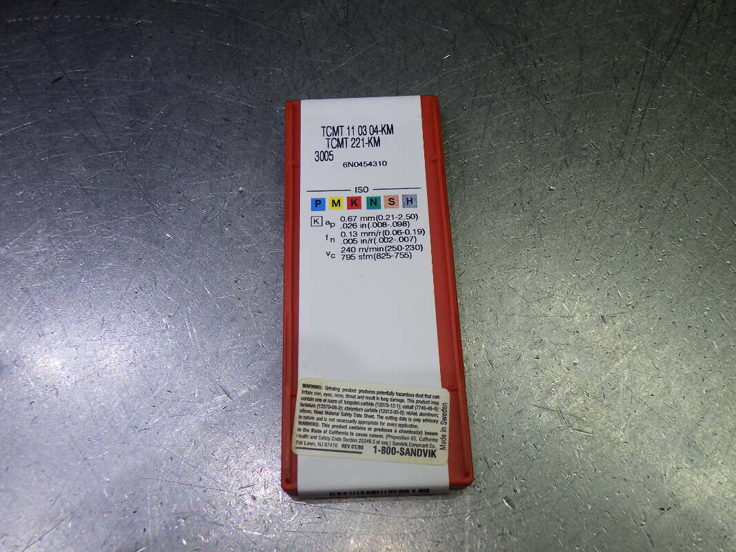 Sandvik Carbide Inserts QTY10 TCMT 221-KM/TCMT 11 03 04-KM 3005 ...