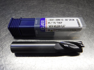 Garr 1/2" 4 Flute Carbide Endmill 1/2" Shank 230RA 1/2-.060" TiALN ...