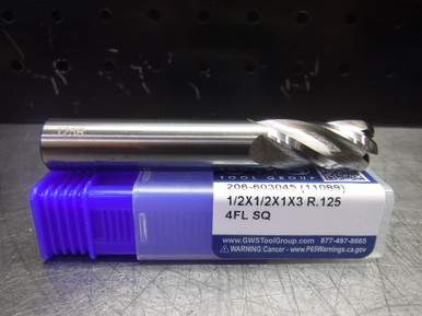 GWS Tool Group 1/2" Carbide Endmill 4 Flute 1/2x1/2x1x3 R.125 ...