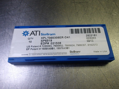 ATI Stellram Carbide Inserts QTY10 XPLT060308ER-D14 SP6519 - Superior ...