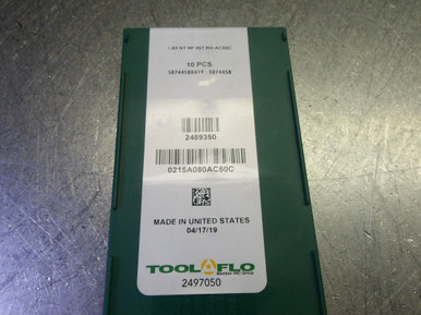 Tool Flo Grooving/Threading Inserts QTY10 L43 NT 8P INT RH AC50C ...