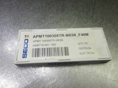 SECO Carbide Milling Inserts QTY10 APMT100305TR-ME08 F40M - Superior ...