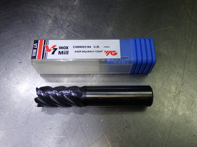 YG1 V7 INOX 3/4" 5 Flute Carbide CR Endmill 3/4" Shank .04" R ...