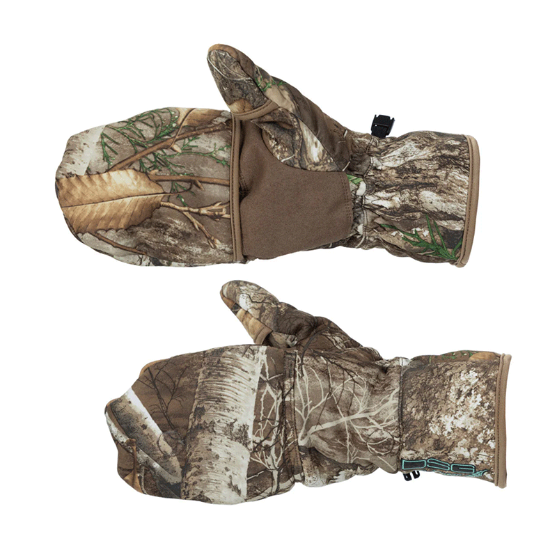 DSG Women's Sherpa Realtree Edge Camo Flip Top Mittens