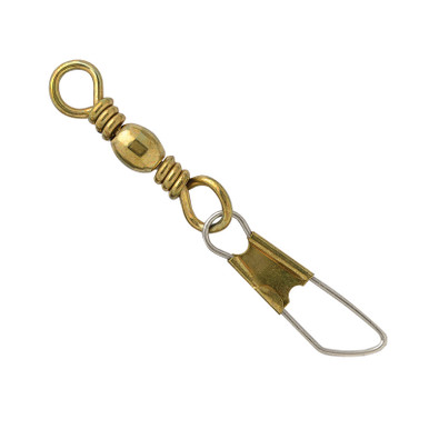 P-Line Brass Barrel Swivel with Safety Snap