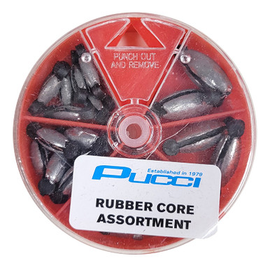Pucci Rubber Core Sinkers 25-Piece Assortment by P-Line