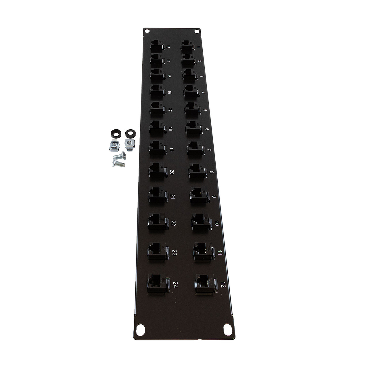 NavePoint 2U (3.5") 19 Inch Panel with 24 Cat6a Couplers