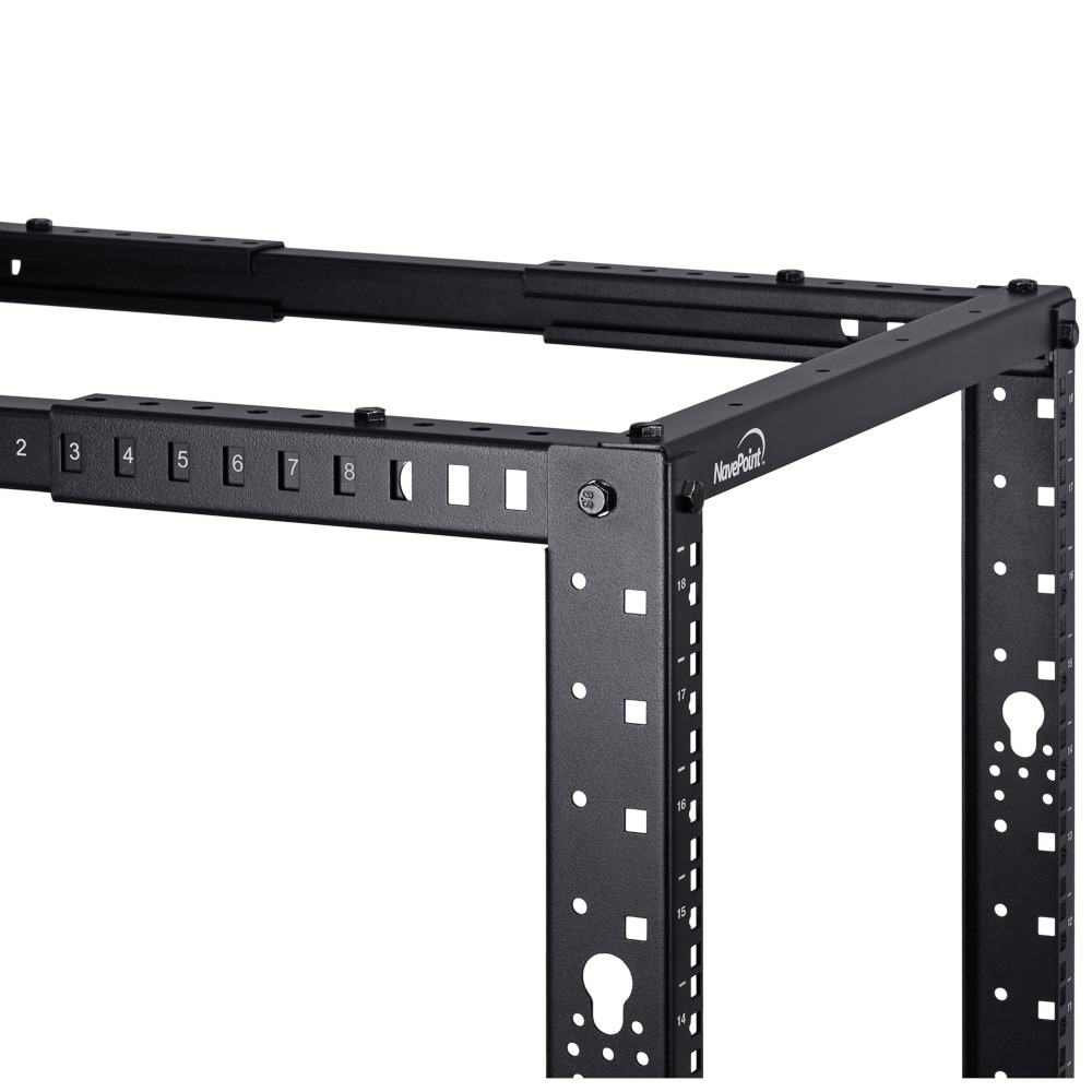 NavePoint 12U Adjustable Depth 4-Post Open Frame Rack with Casters: 4 ...