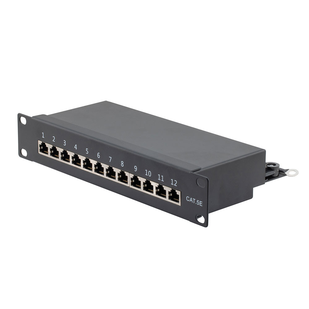NavePoint 10 Inch Wide 12-Port Modular Patch Panel, 1U Black