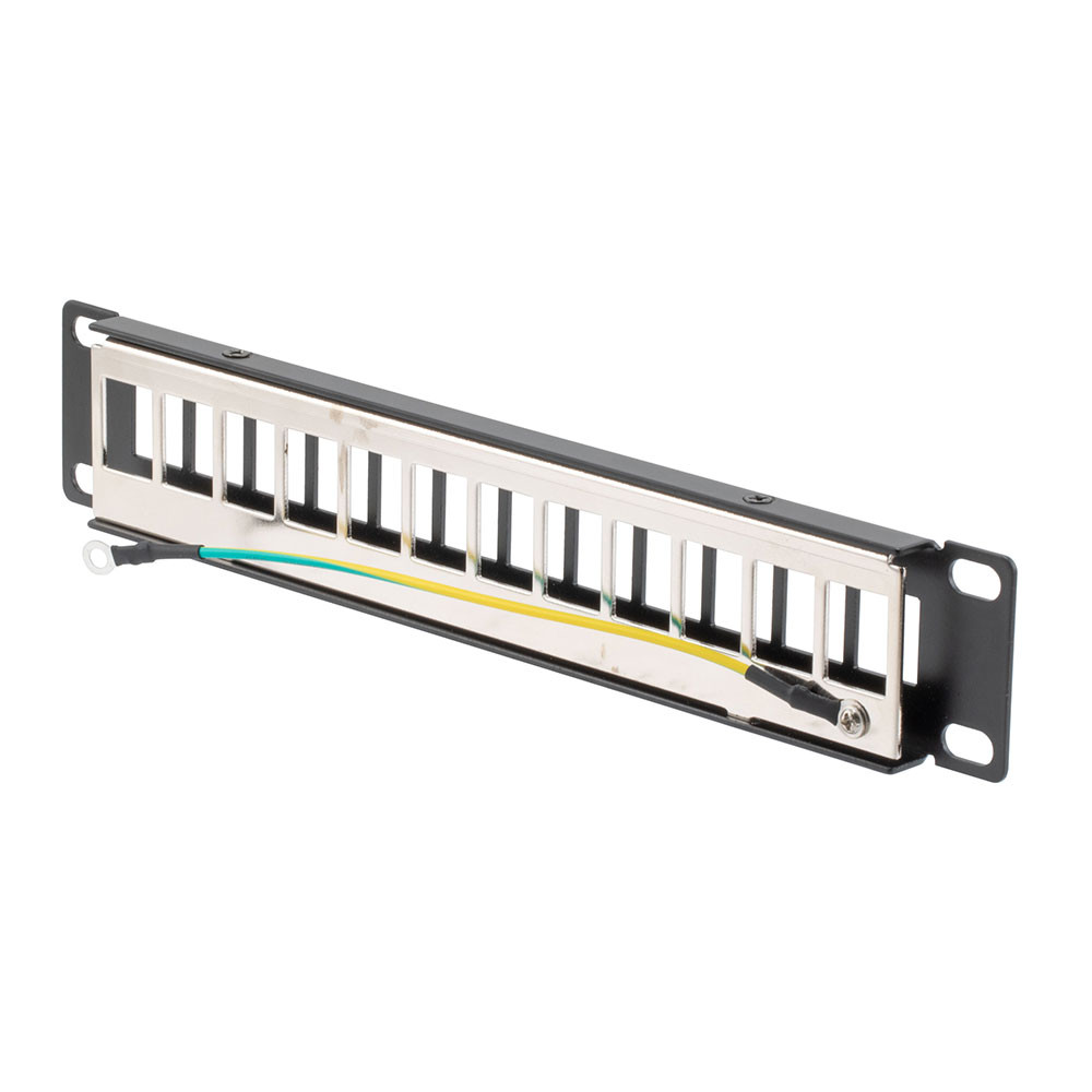 NavePoint 10 Inch Wide 12-Port Modular Patch Panel, 1U Black
