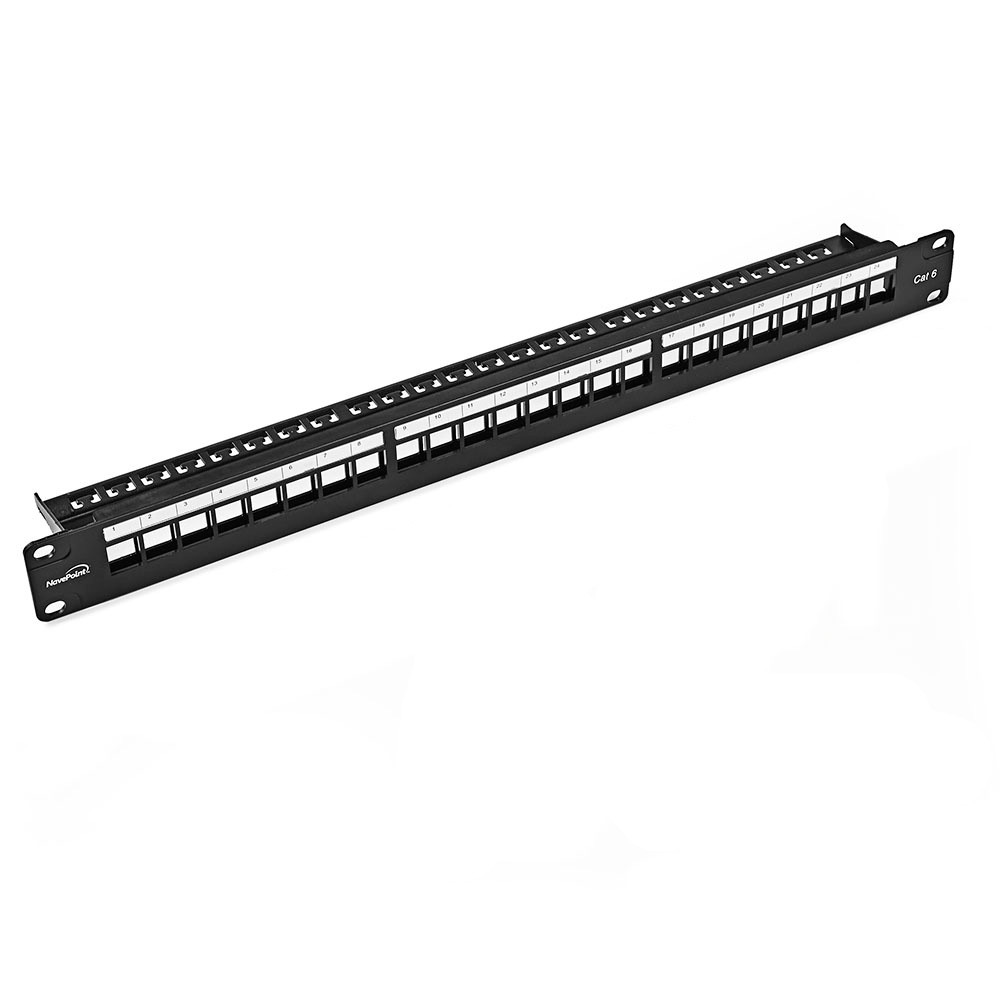 NavePoint 24-Port CAT6 UTP Patch Panel 1U with Keystones, Black: Patch ...