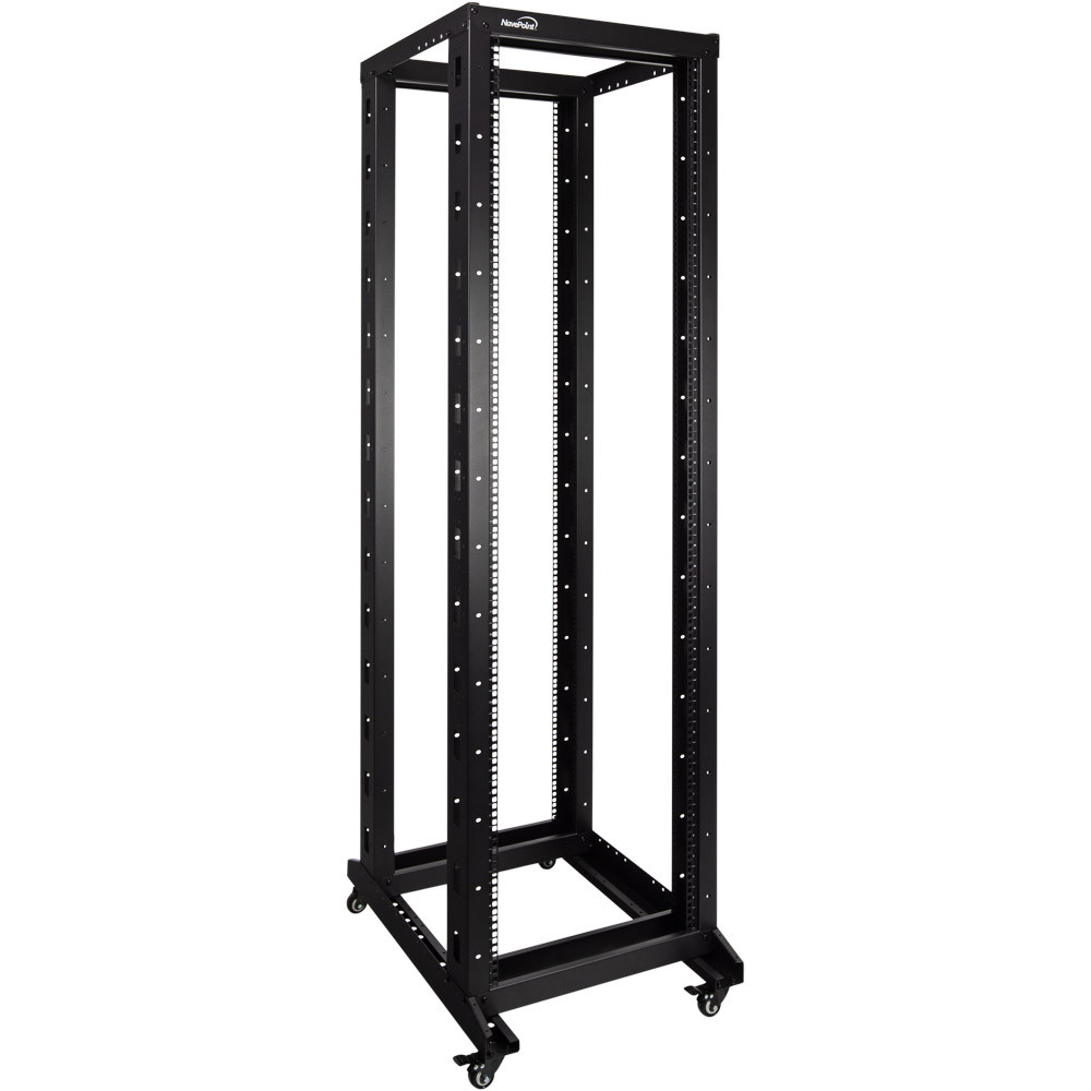 NavePoint 12U Adjustable Depth 4-Post Open Frame Rack with Casters: 4 ...