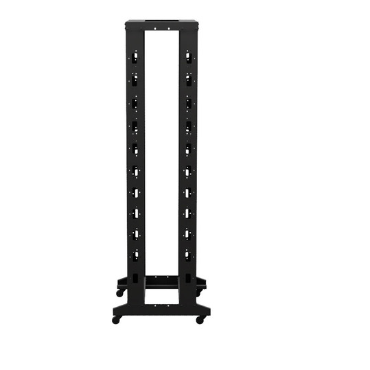 NavePoint 4-Post Adjustable Rack, 37U, 12-24 Threaded, Includes Casters ...