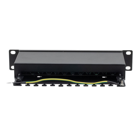NavePoint 10 Inch Wide 12-Port CAT6A STP Patch Panel, 1U Black