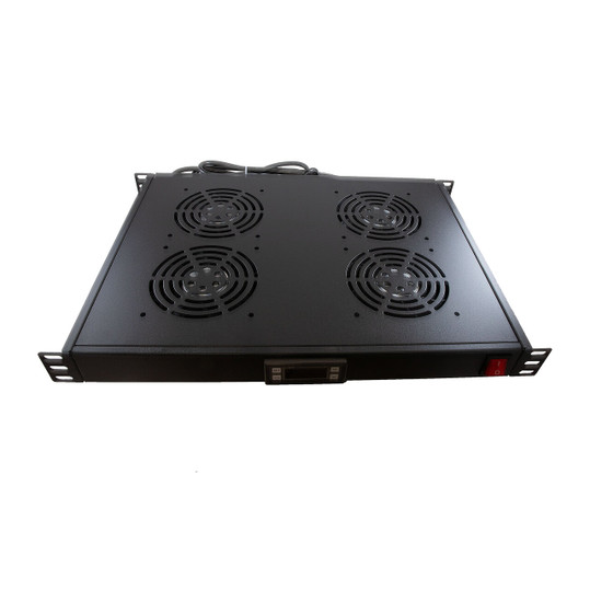 NavePoint 1U 100-240V AC/EC Four Fan Unit - UL Power Cord US, Thermostat