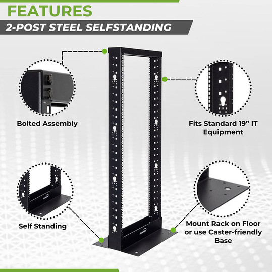 NavePoint 25U 2-Post Open Frame Server Rack: 2-Post Racks