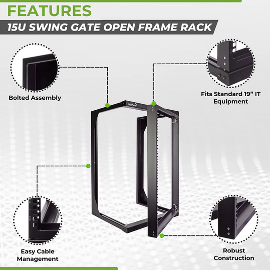 NavePoint 15U Swing Gate Wallmount Rack: Swing Gate Racks