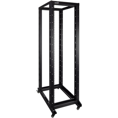 NavePoint 42U 1000mm Adjustable Depth 4-Post Open Frame Rack with Casters: 4-Post Racks