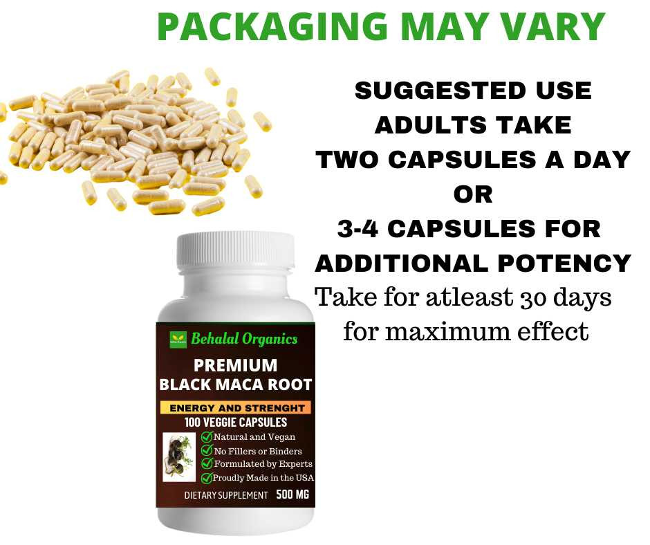 Black Maca Root 100 Quick Release Capsules - 500mg Per Capsule