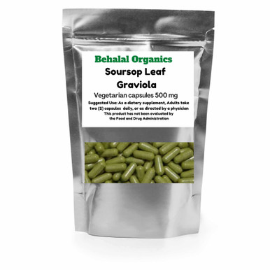 Soursop Graviola Leaf Powder 100% Pure Organic Capsules - Behalal ...