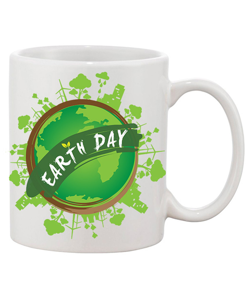 Earth Day Mug / Pretty Green Earth w/ Banner Coffee Mug
