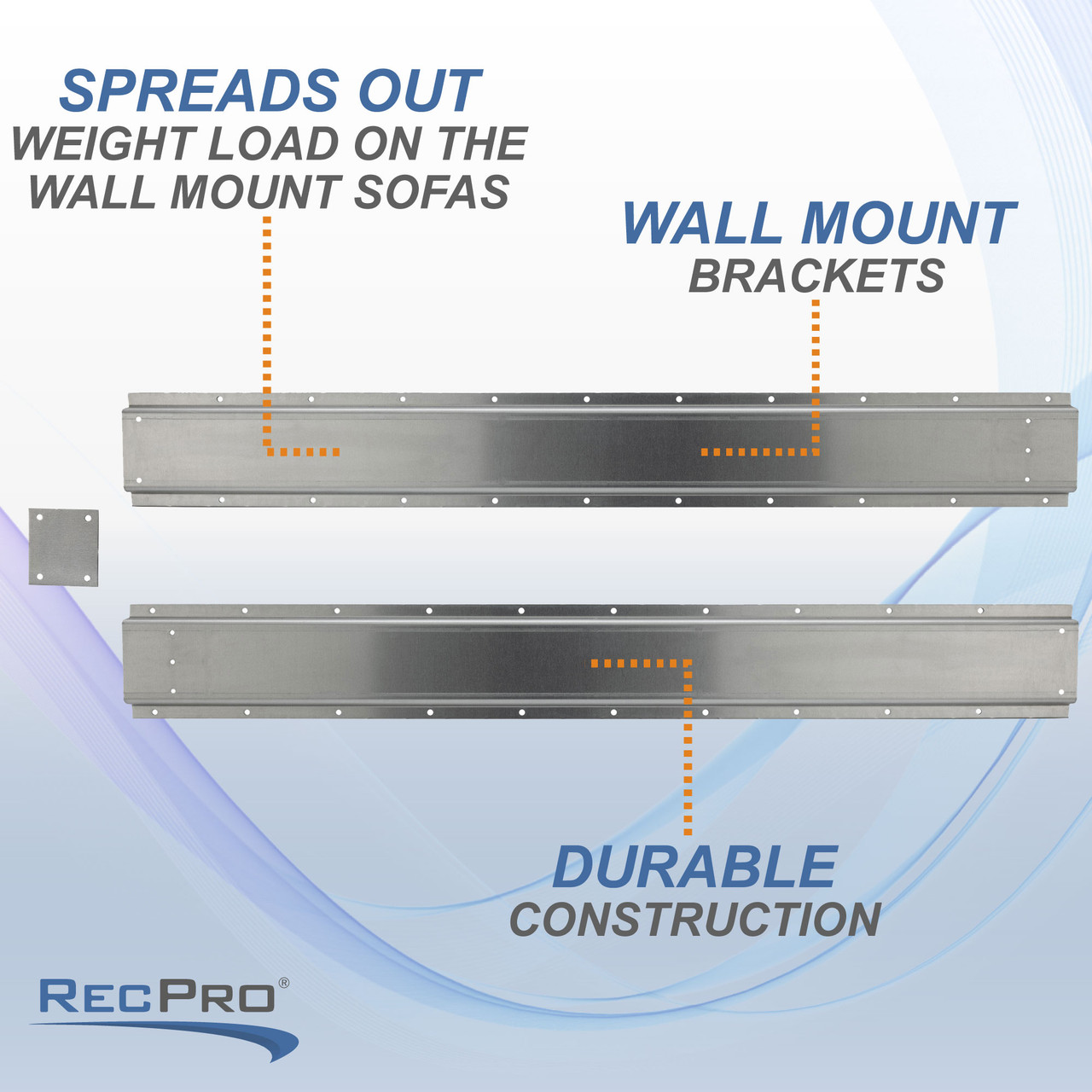RV Wall Mount Rollover Sofa Wall Support Brackets with Hardware - RecPro