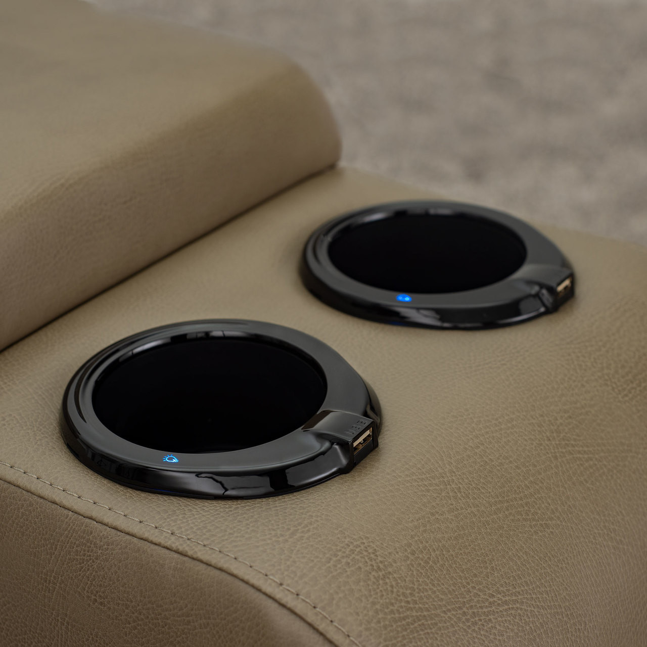 USB Lighted Cup Holder Pair for 12" Center RV Furniture Console - RecPro