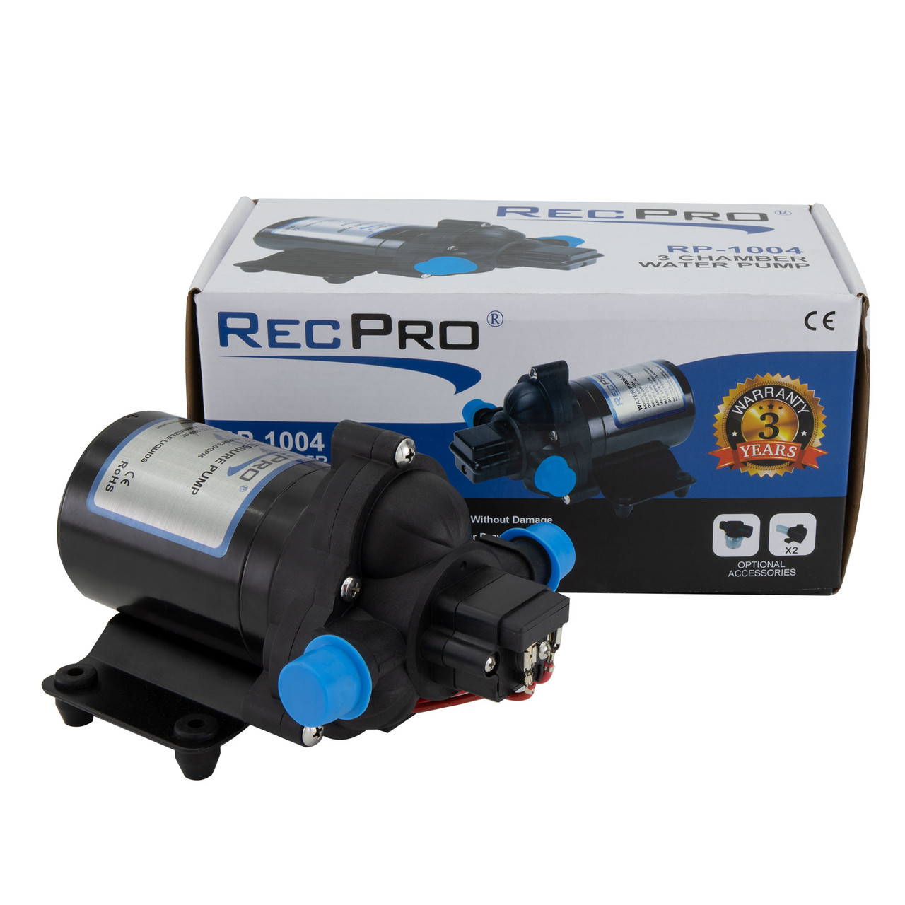 RecPro 12V Electric 3 Chamber RV Water Pump Shurflo Replacement - RecPro