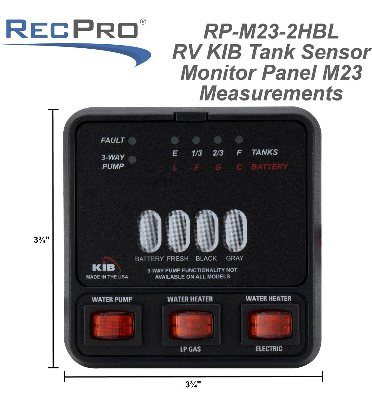 RV KIB Tank Sensor Monitor Panel M23 - RecPro
