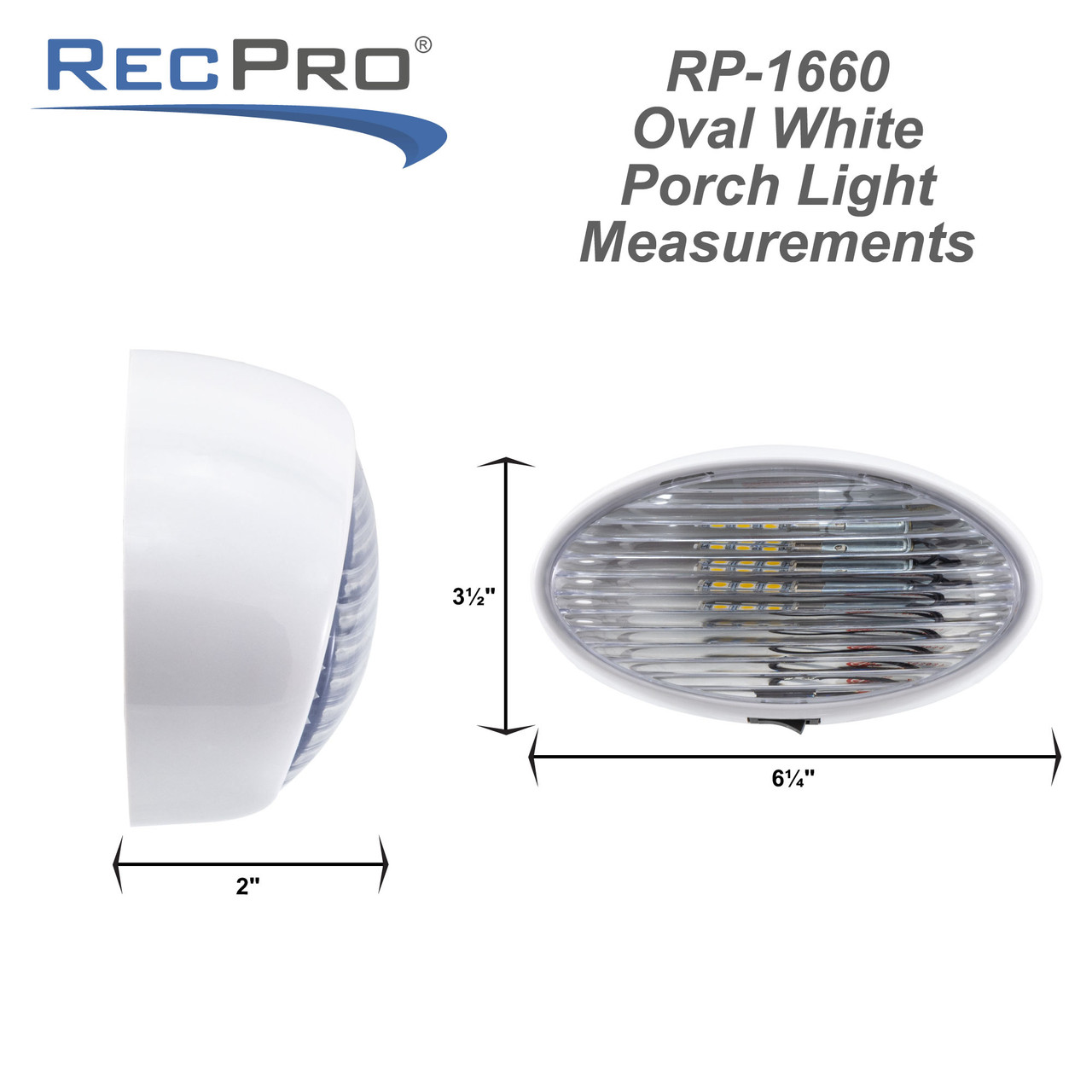 RV LED Porch Light with Clear Lens - RecPro