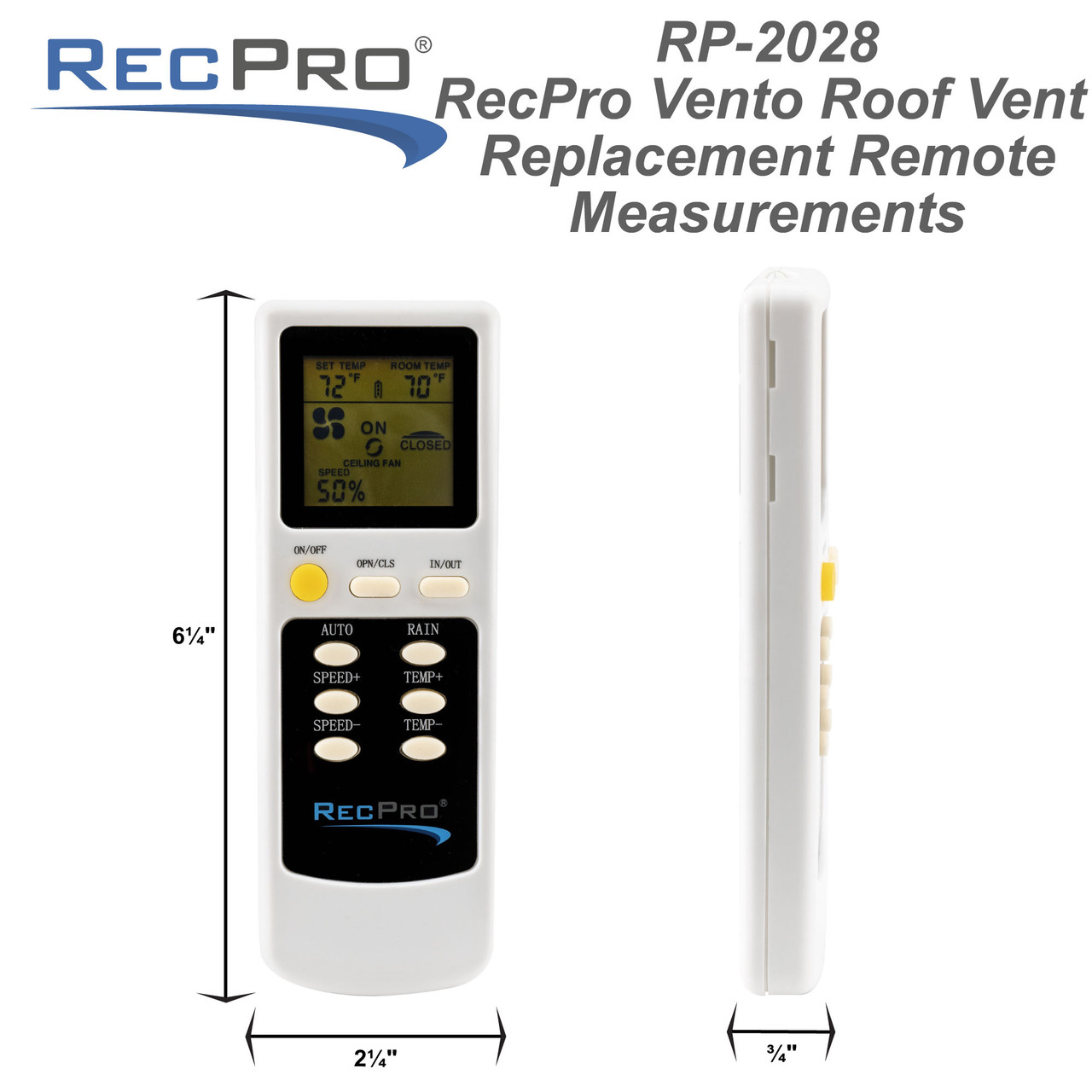 RV Roof Vent Replacement Remote for Vento Deluxe - RecPro