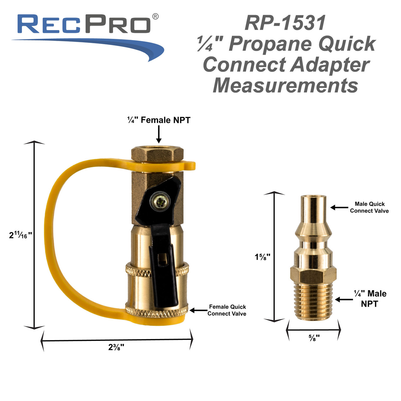 RV Propane Quick Disconnect Connect Adapter 1/4" - RecPro