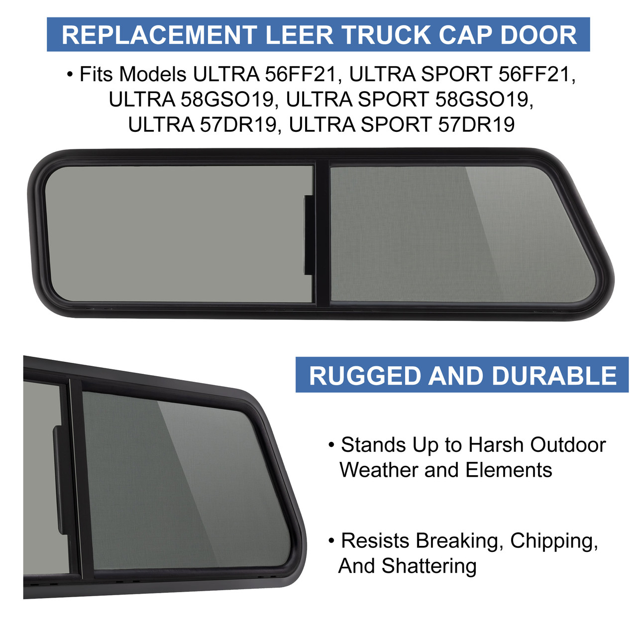 OEM Replacement Side Slider Window for LEER Truck Caps 55x15 - RecPro