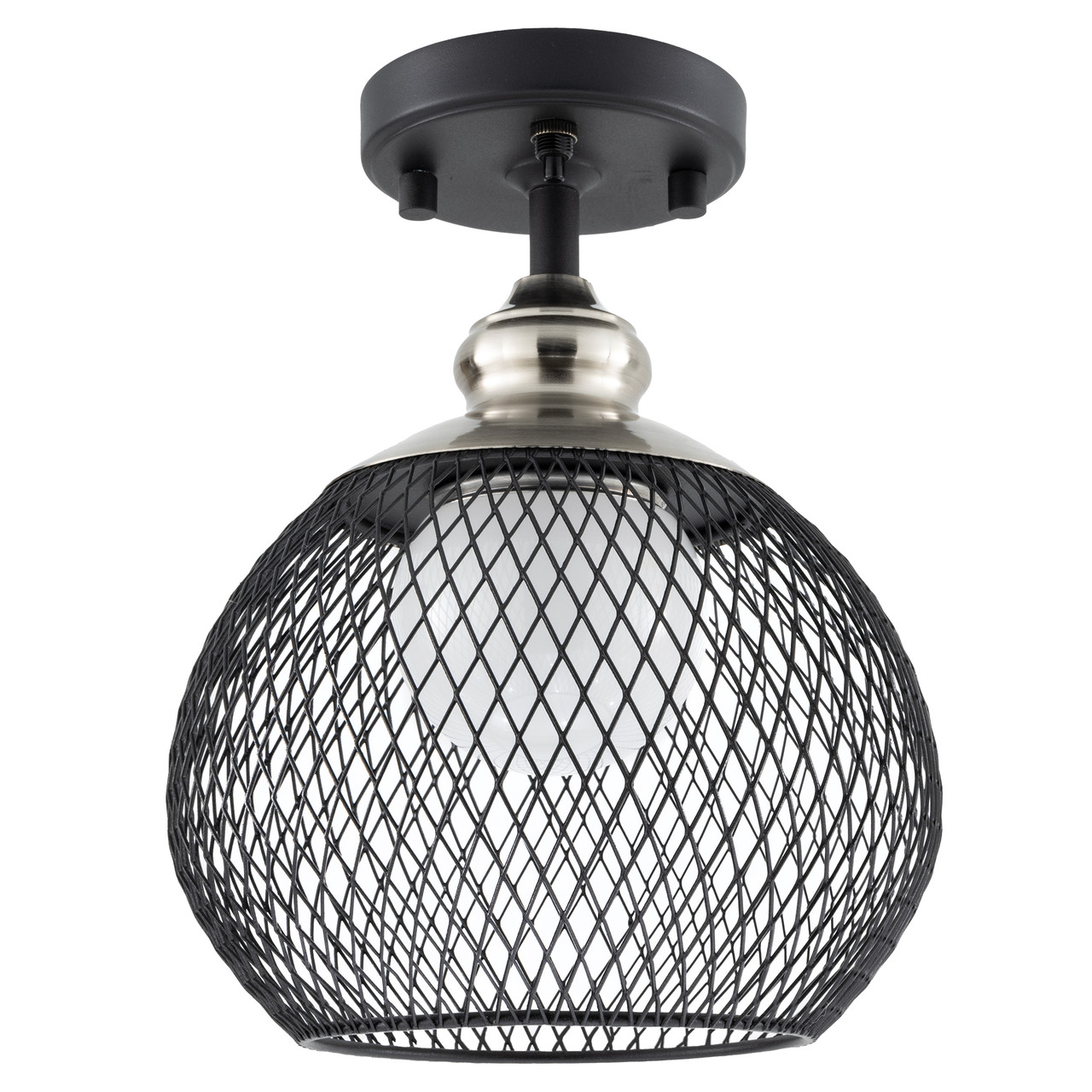 RV 12V Ceiling Semi-Flush Mounted Sphere Light with Matte Black Finish ...