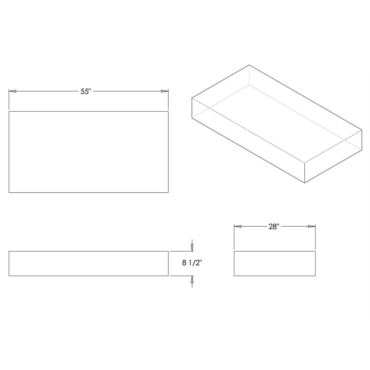 52 Gallon RV Water Tank 55" x 28" x 8 1/2" Elkhart Plastics EPI 0143W ...