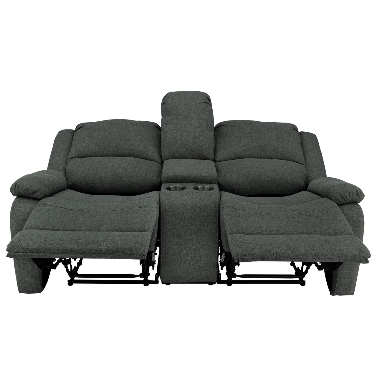 RecPro Charles 70" Double RV Wall Hugger Recliner Sofa with Console in ...