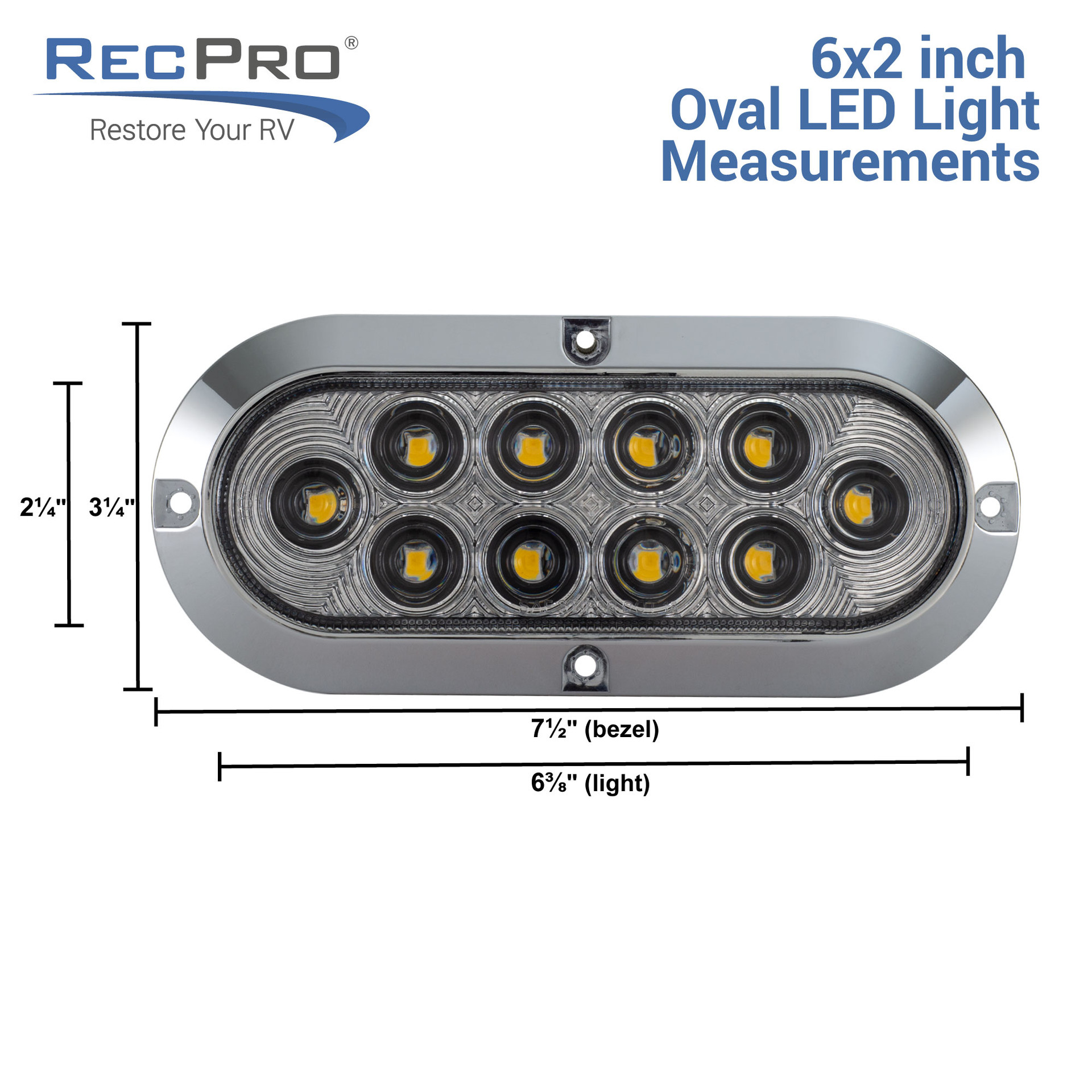 6" Oval Surface Mount LED Lights - RecPro