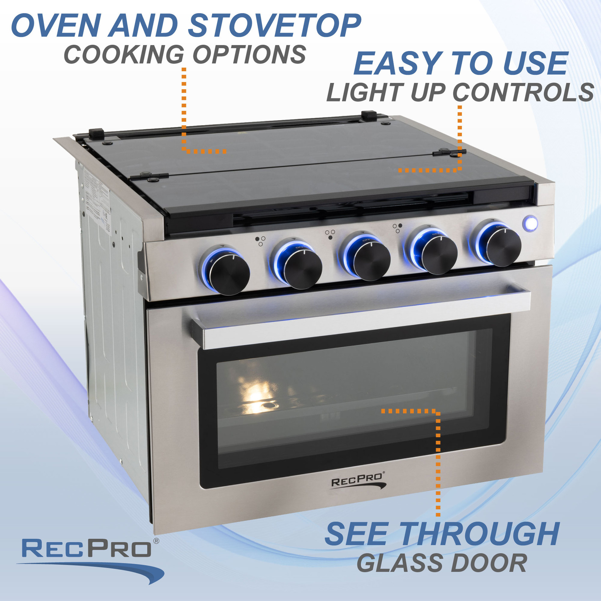 RV Stove Gas Range 17" Tall with Optional Range Vent Hood - RecPro