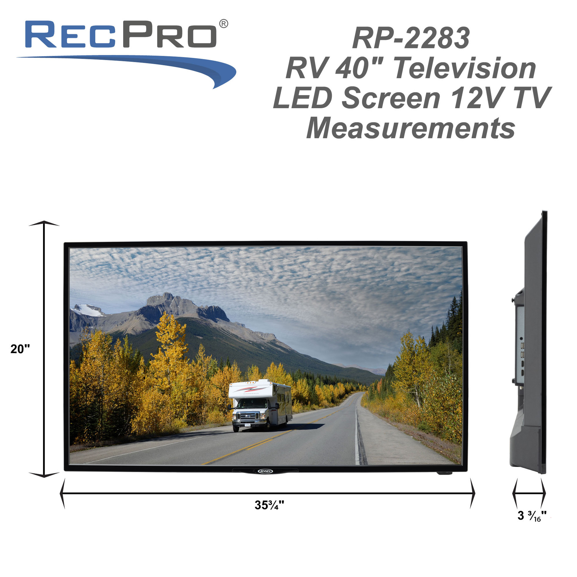 RV Television 40" 1080p LED Screen 12 Volt HD Smart TV - RecPro