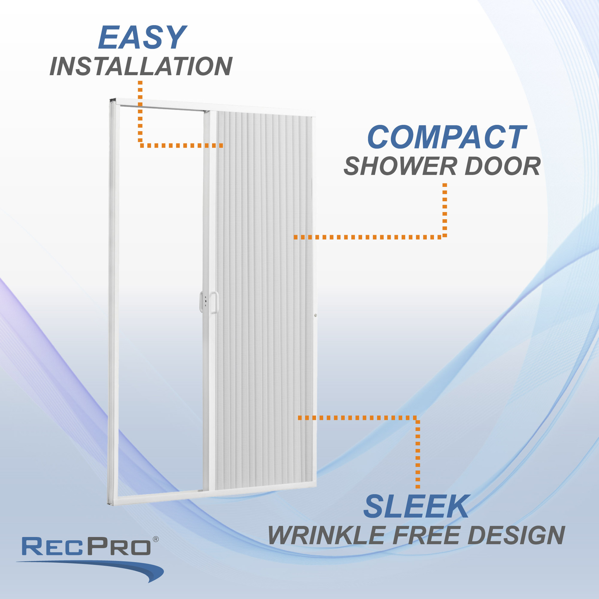 Pleated Folding RV Shower Doors White - RecPro