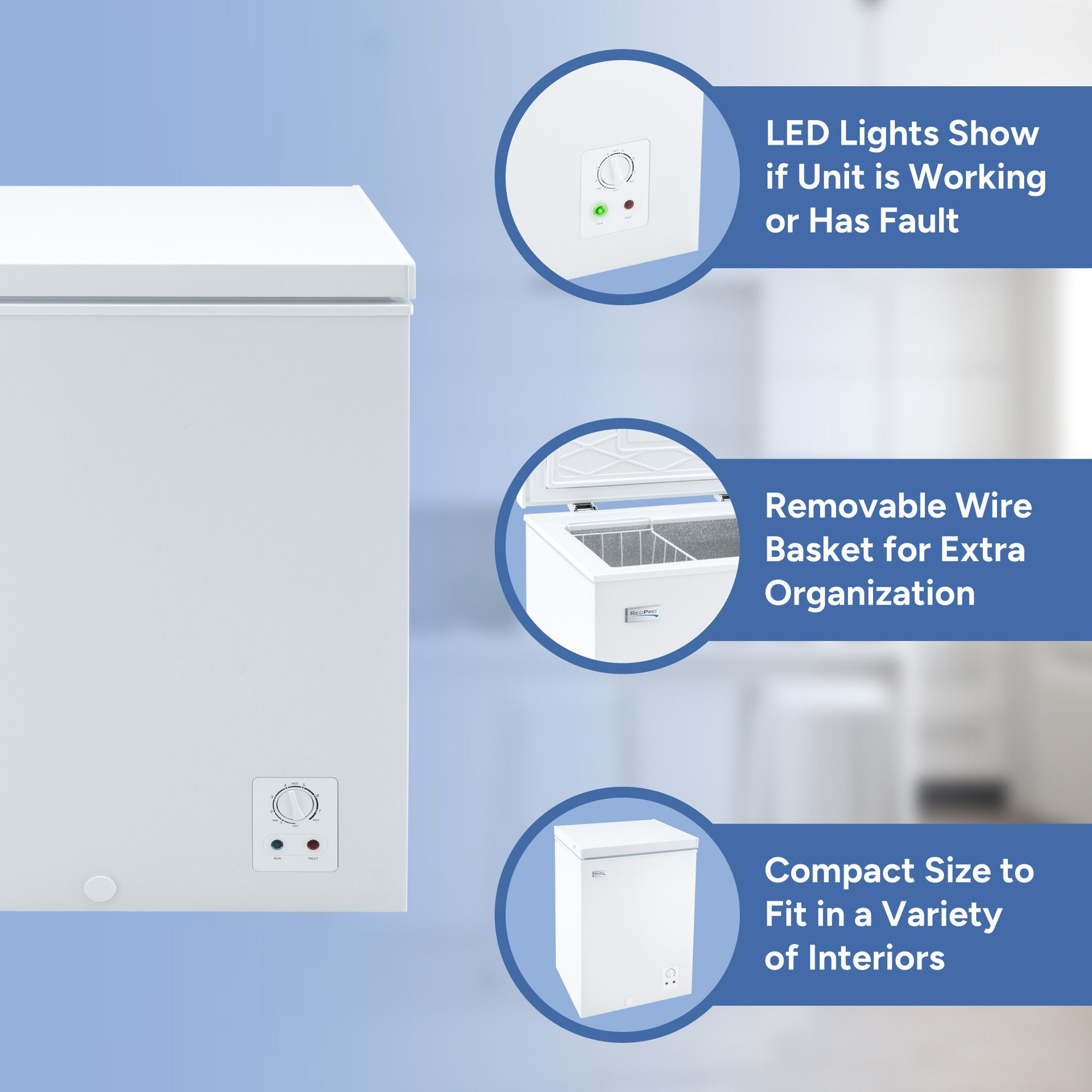 12V Chest Freezer 3.5 Cubic Foot Deep Freezer - RecPro