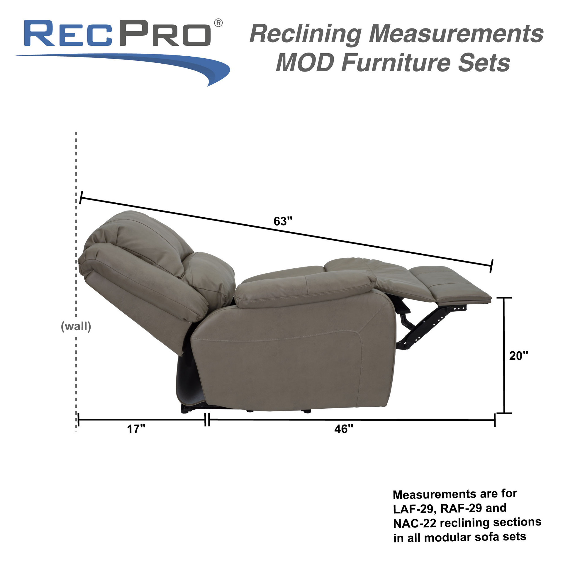 RecPro Charles 29" Left Arm Recliner Modular RV Furniture Reclining ...