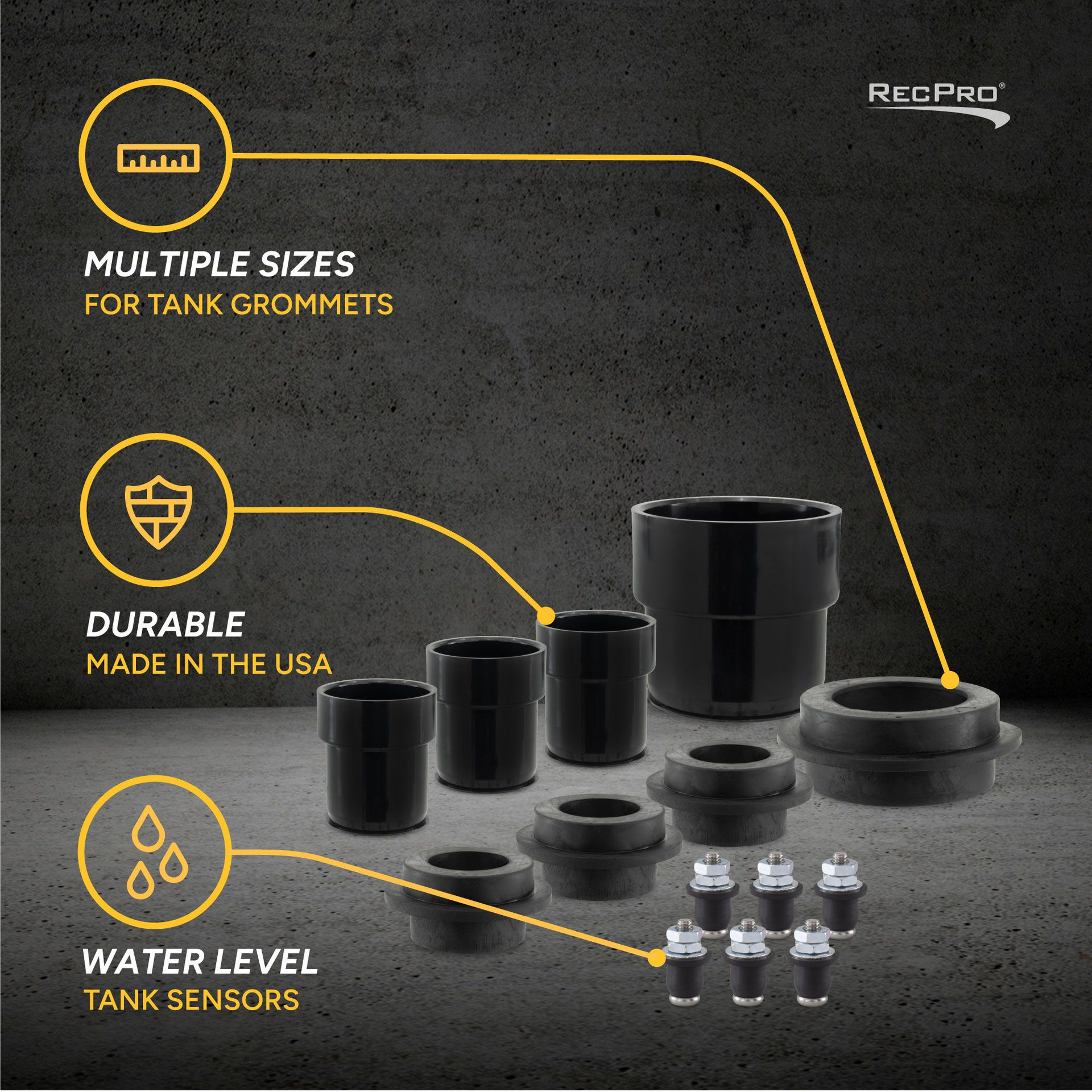 Universal RV Holding Tank Installation Fittings Kit - RecPro