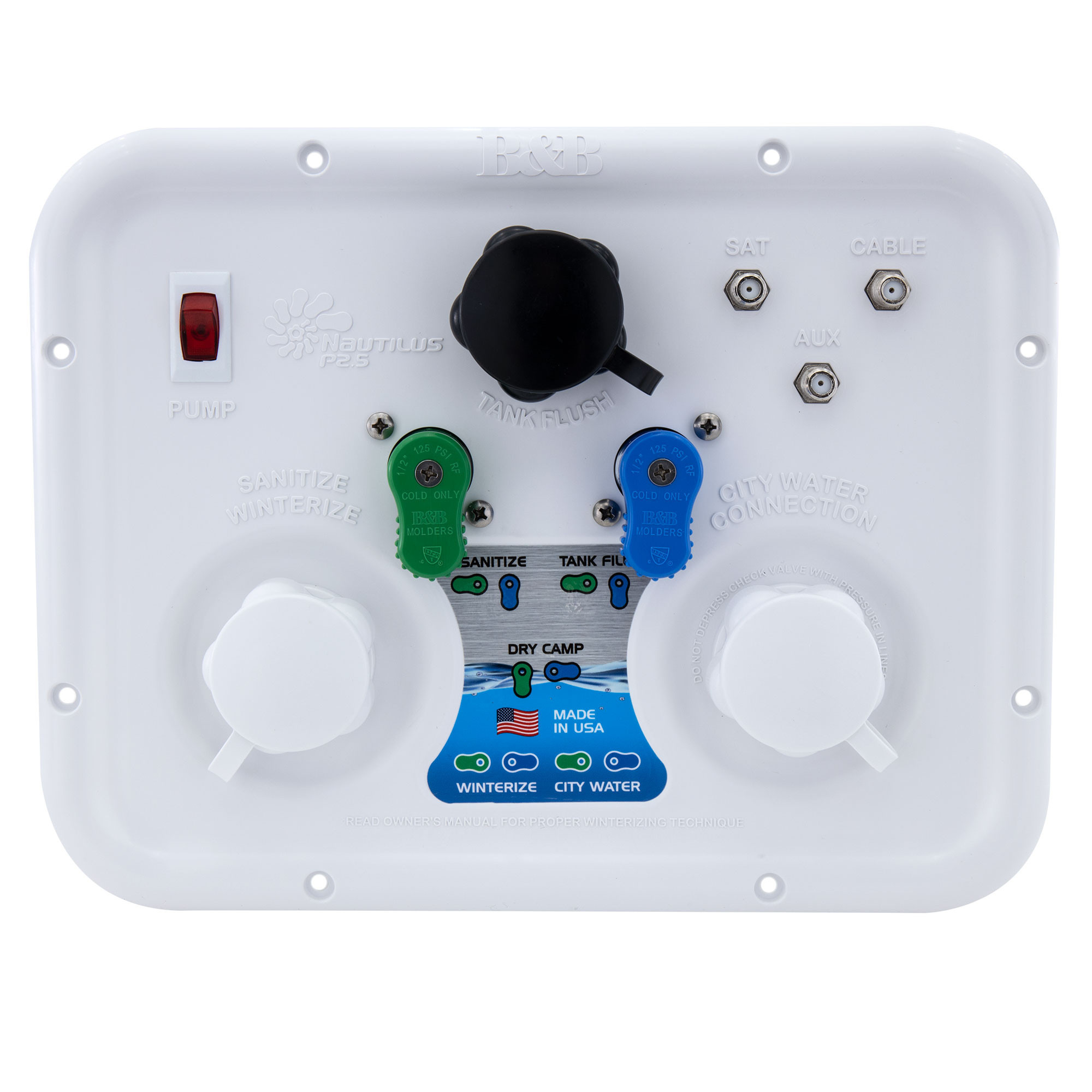 RV Multifunction City Water Fill Panel Nautilus P2.5 8" x 11" - RecPro