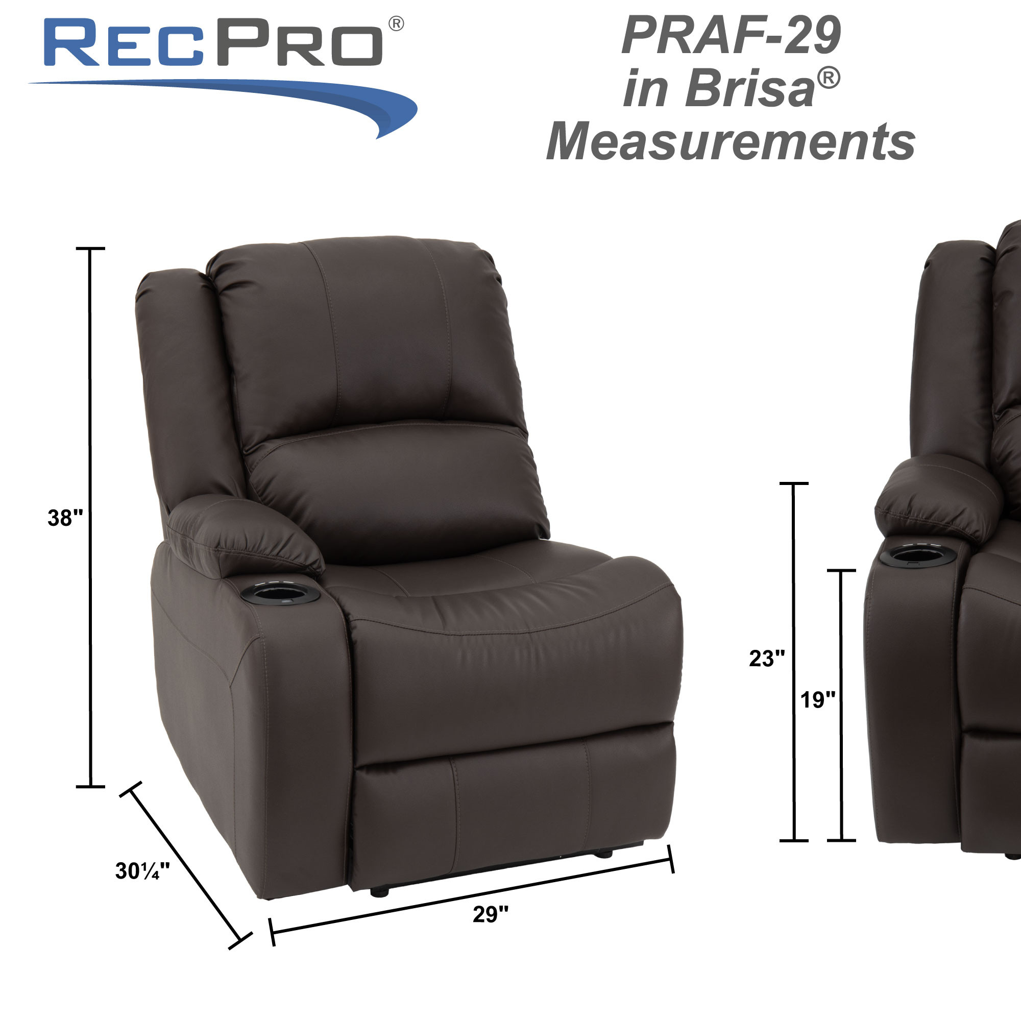 RecPro Charles 29" Powered Left Arm Recliner Modular RV Furniture ...