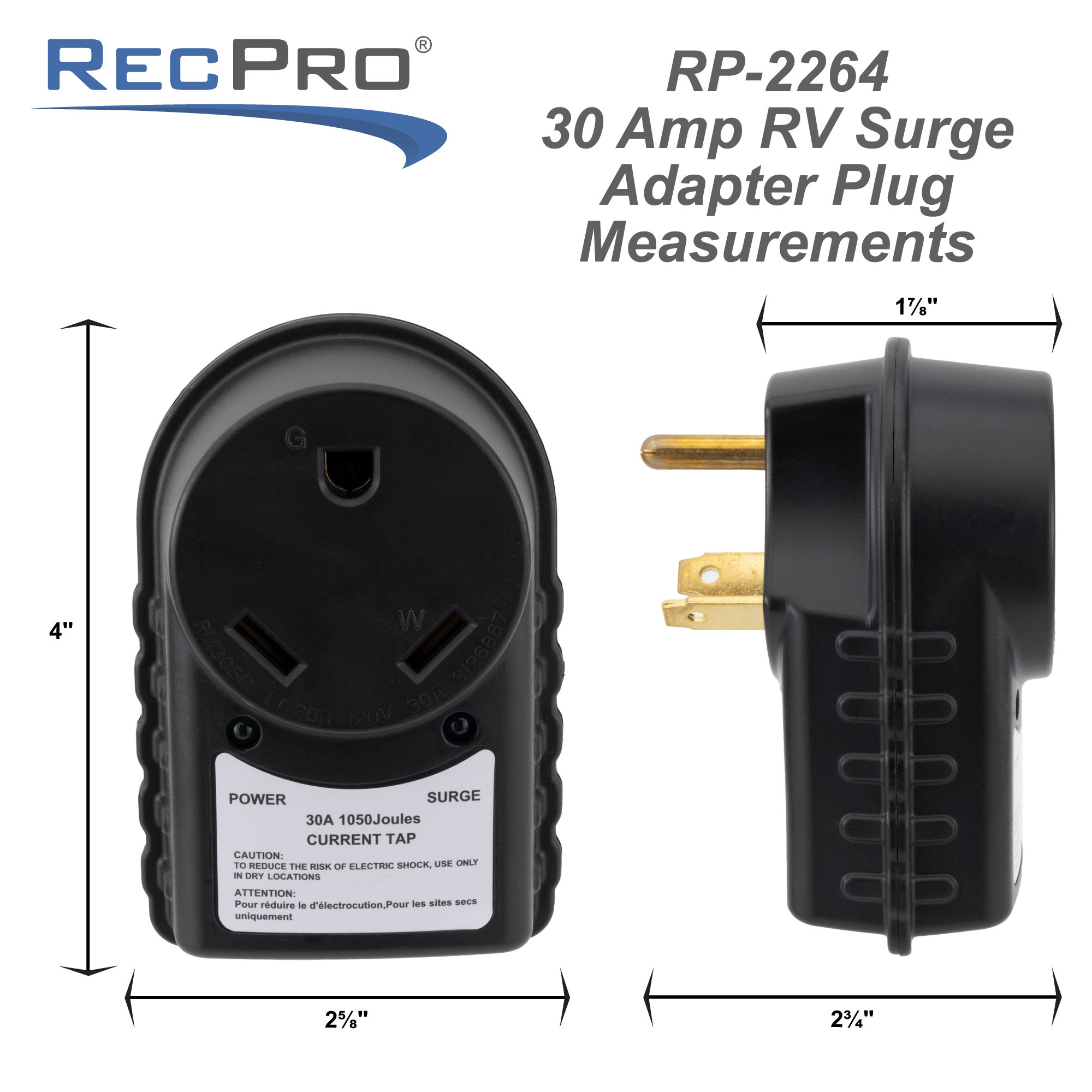 RV 30 Amp Adapter Surge Protection Plug - RecPro