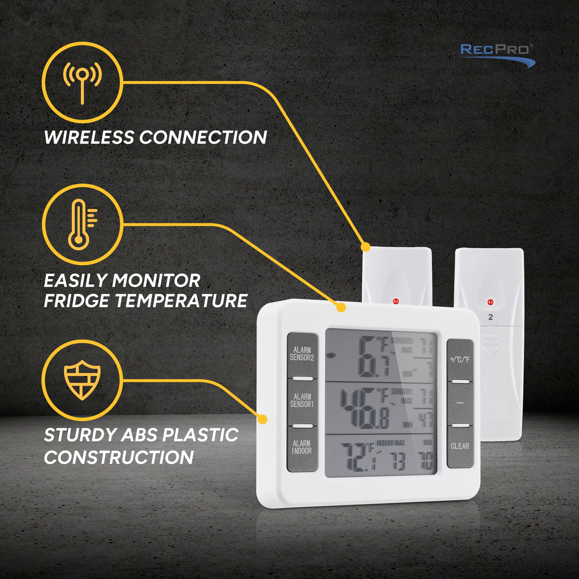 Wireless RV Refrigerator Thermometer with Alarm - RecPro