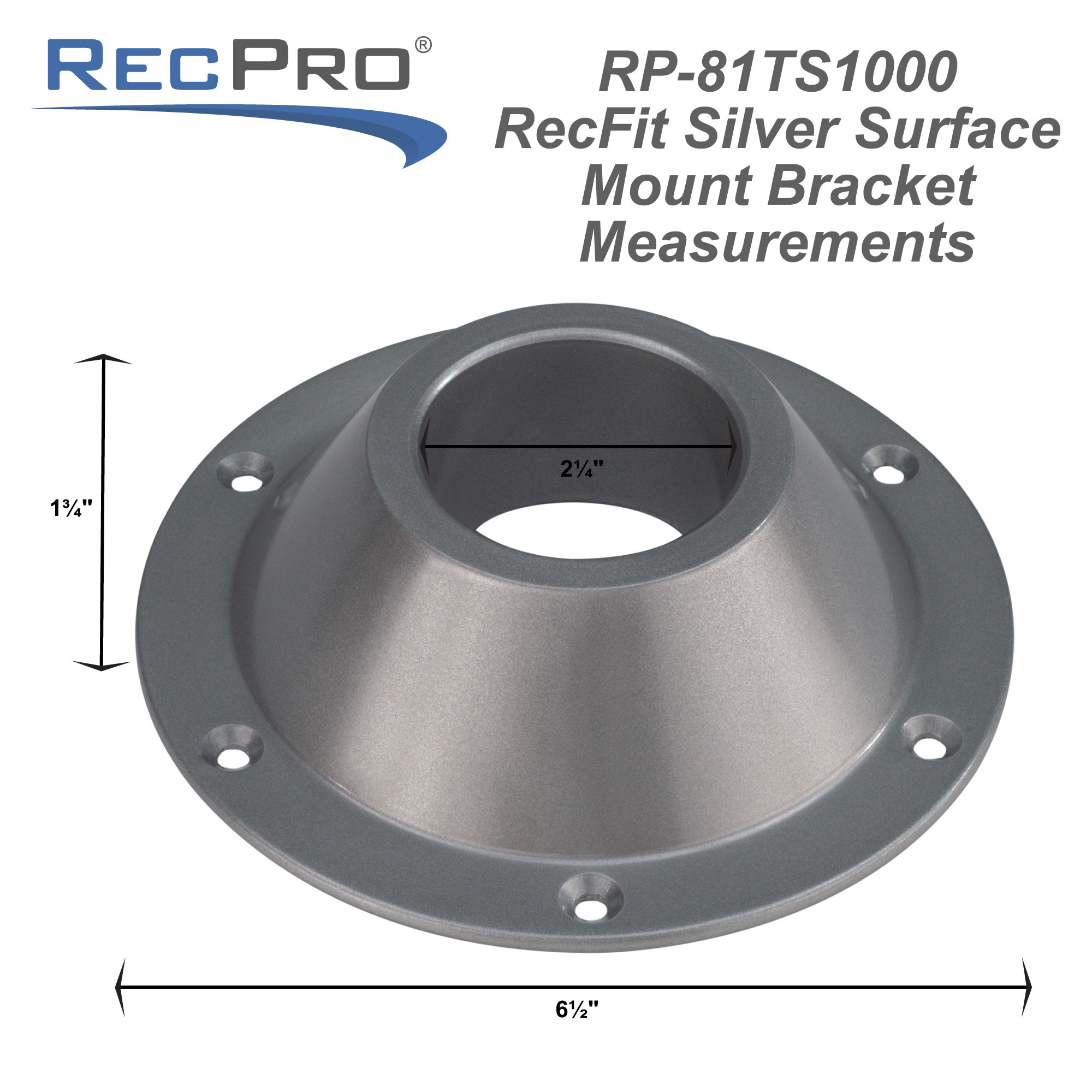 RecFit Silver Surface Mount Recessed Bracket for RV Dinette Table Leg ...