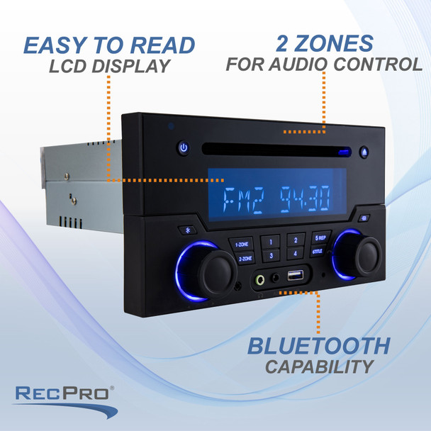 RV Stereo Entertainment Center CD/DVD/MP3 AM/FM Bluetooth - RecPro